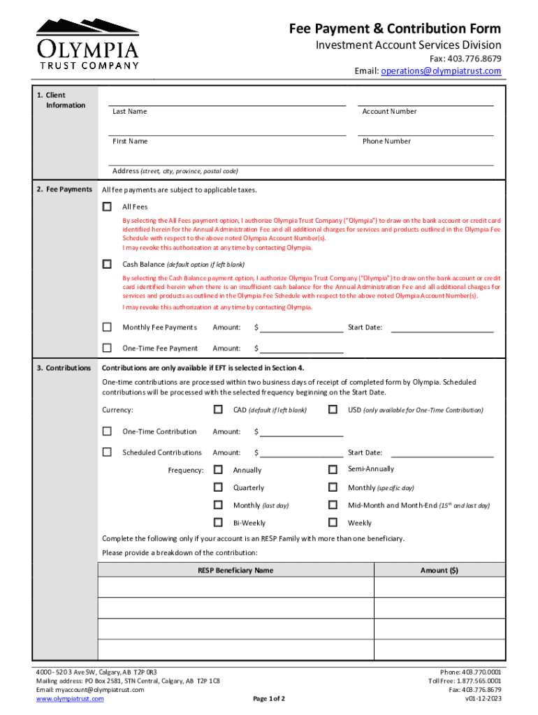 Fillable Online Fee Payment & Contribution Form Fax Email Print - pdfFiller