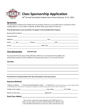 Fillable Online Class Sponsorship Application Fax Email Print - pdfFiller