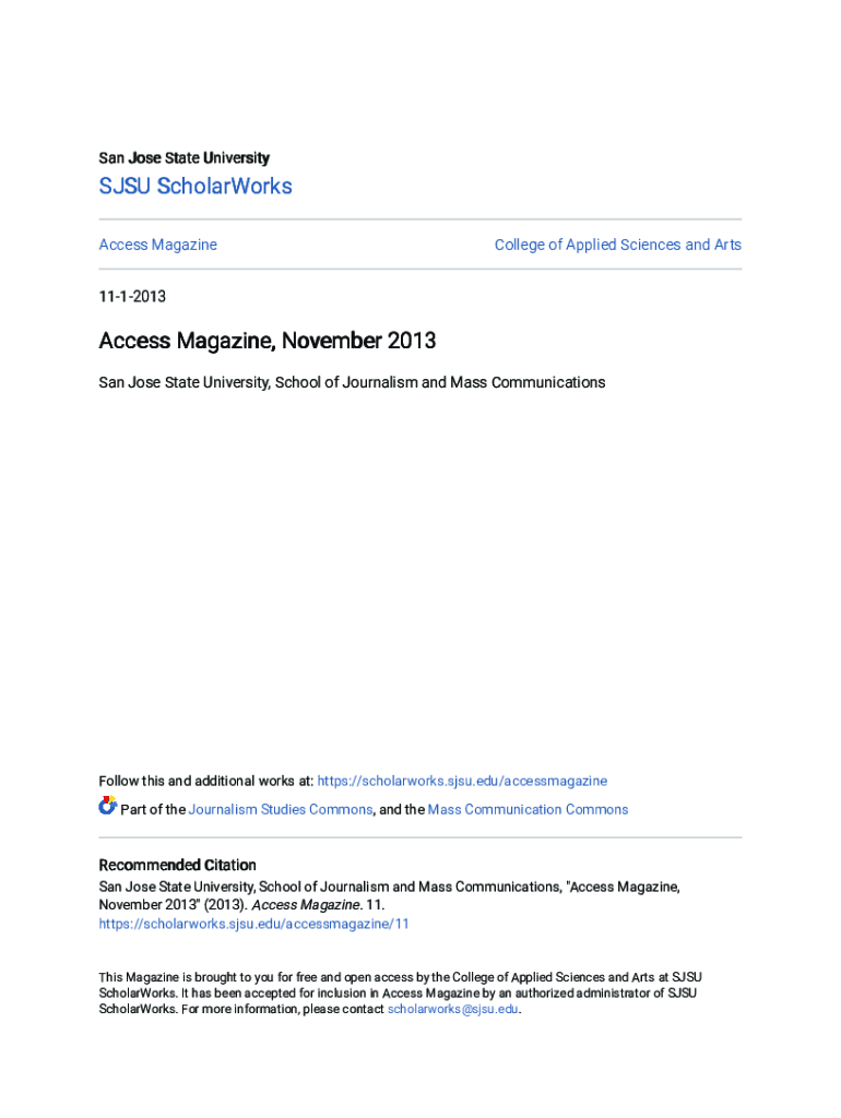 Fillable Online scholarworks sjsu Access MagazineJournalism and Mass Communications Fax Email ...