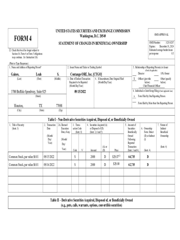 Fillable Online 1 FORM 4 OMB APPROVAL OMB NUMBER 3235-0287 ... Fax ...