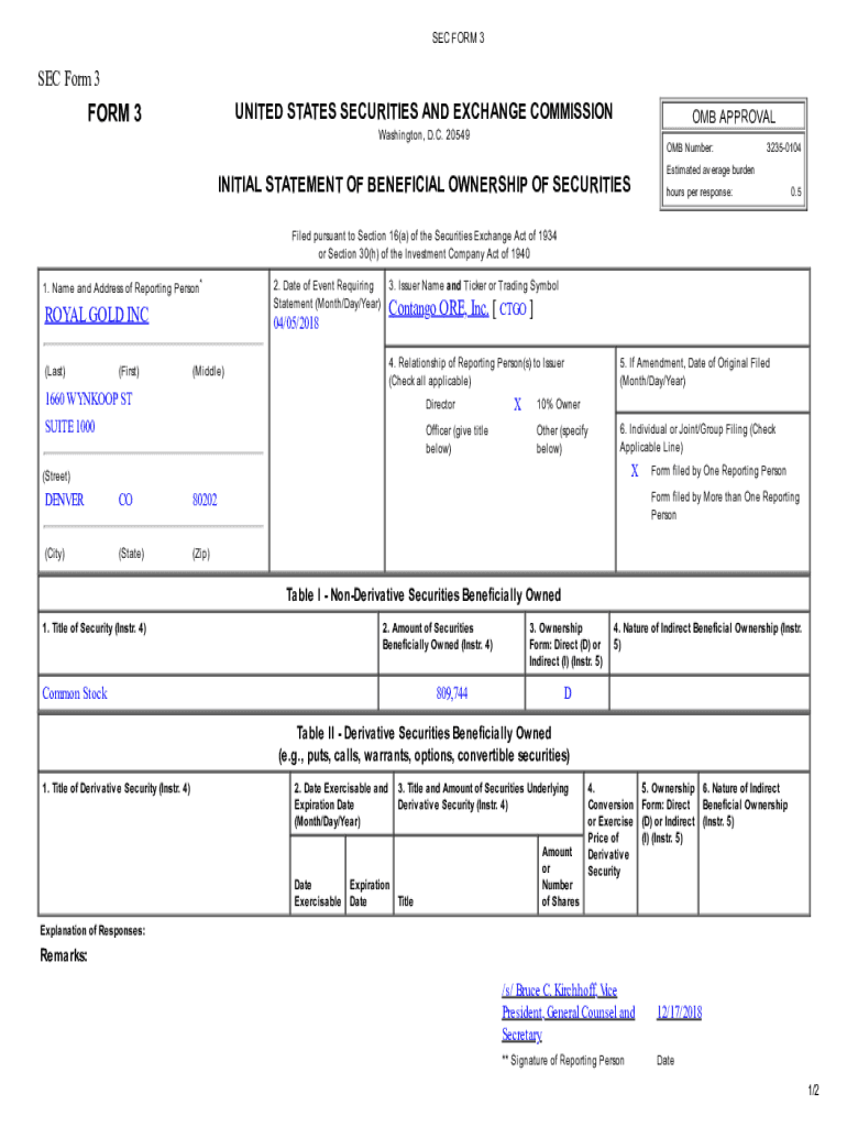 Fillable Online ROYAL GOLD INC Fax Email Print - pdfFiller