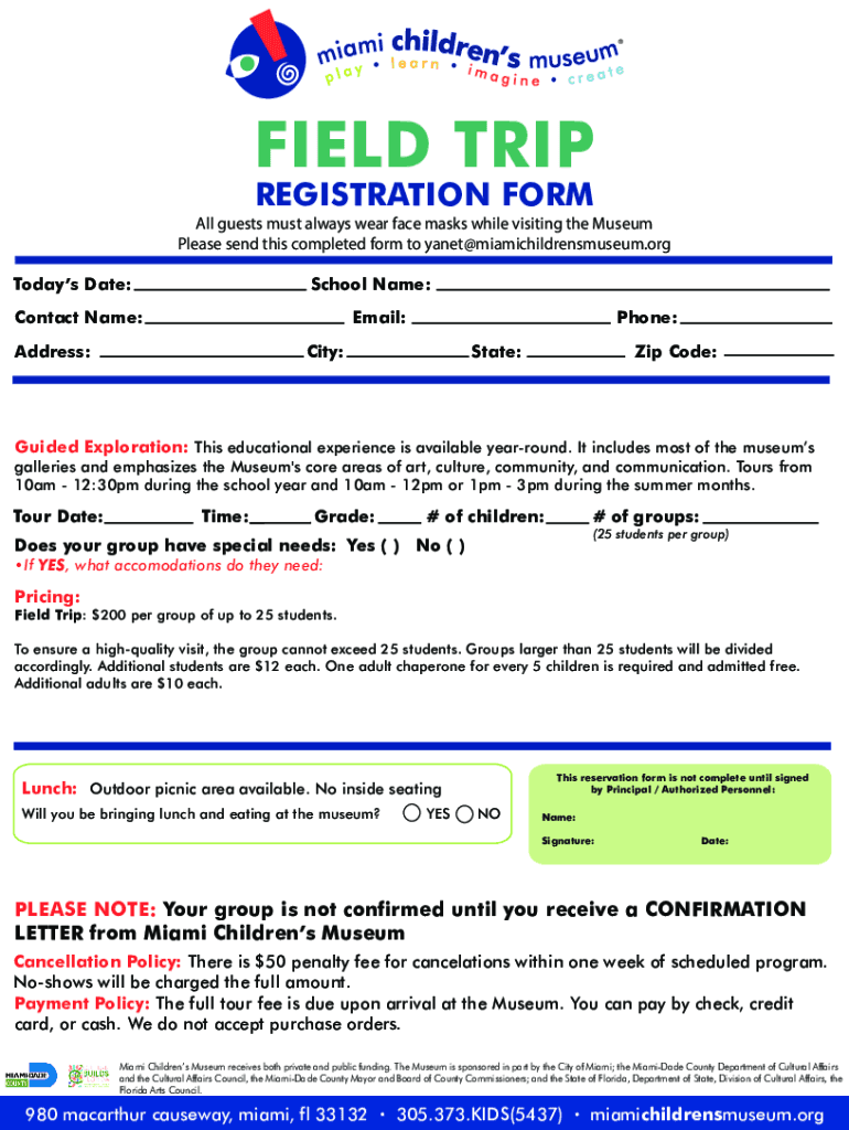 Fillable Online field trip registration Form Fax Email Print - pdfFiller