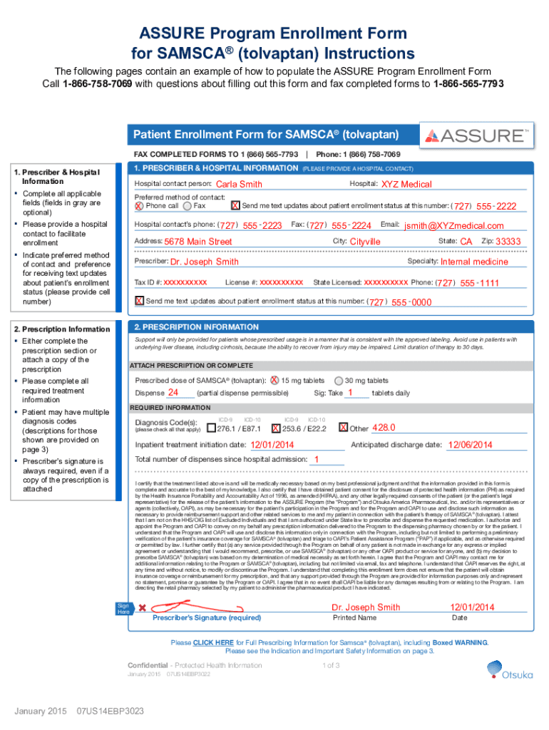 Fillable Online Patient Enrollment Form for () Fax Email Print - pdfFiller