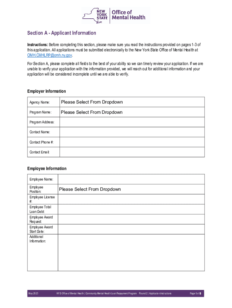 Fillable Online omh ny OMH Community Mental Health Loan Repayment ...