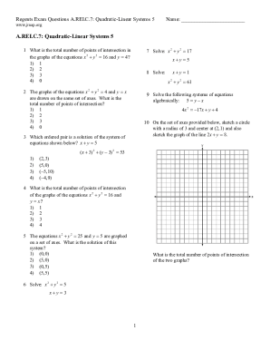 Fillable Online systems of equations quadratic and linear worksheet Fax ...