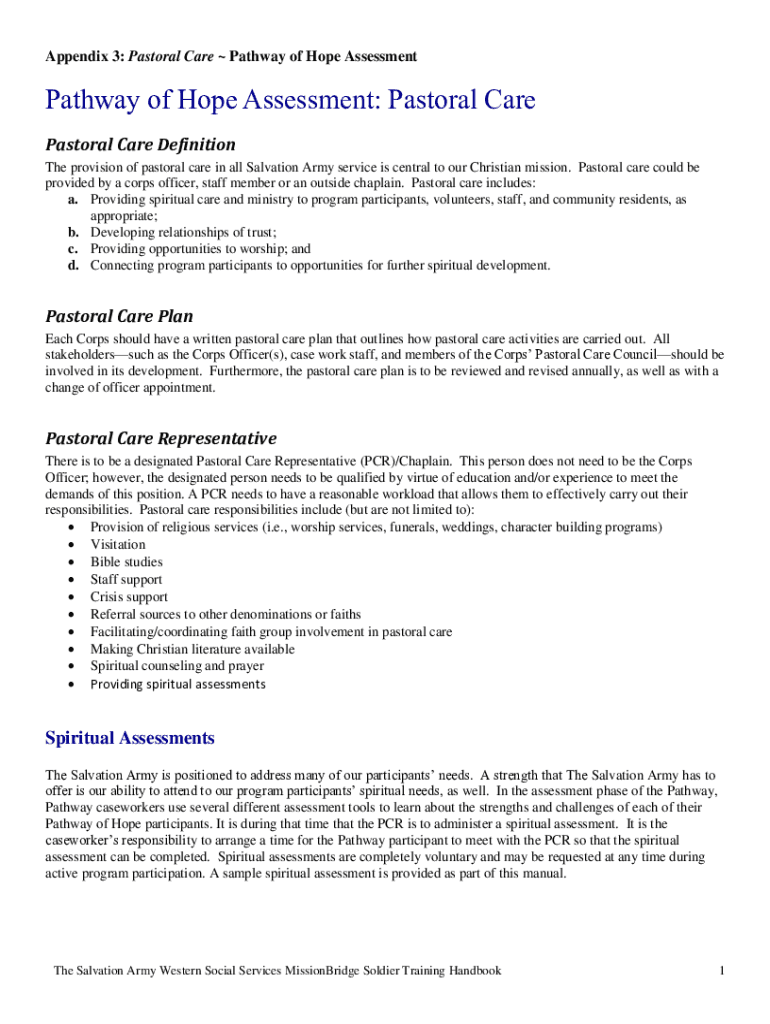 Fillable Online Pathway of Hope - The Salvation Army USA Central ...