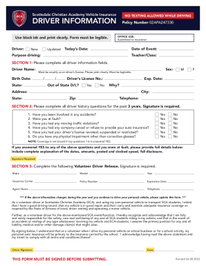 Fillable Online DRIVER INFORMATION FORM Fax Email Print - pdfFiller