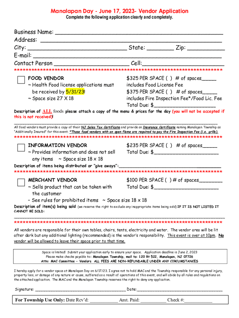 Fillable Online Manalapan Day Is Saturday; Marks 175th Anniversary Of ... Fax Email Print ...