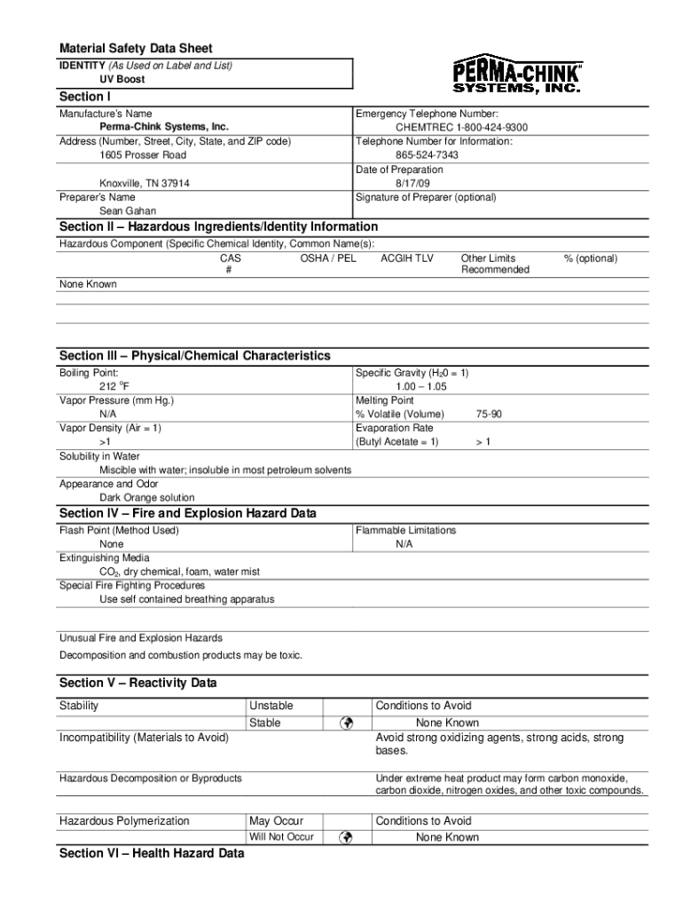 Fillable Online Hazardous Ingredients/Identity Information Section III ...