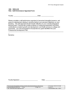 Fillable Online Self-Performance Appraisal Form Fax Email Print - pdfFiller