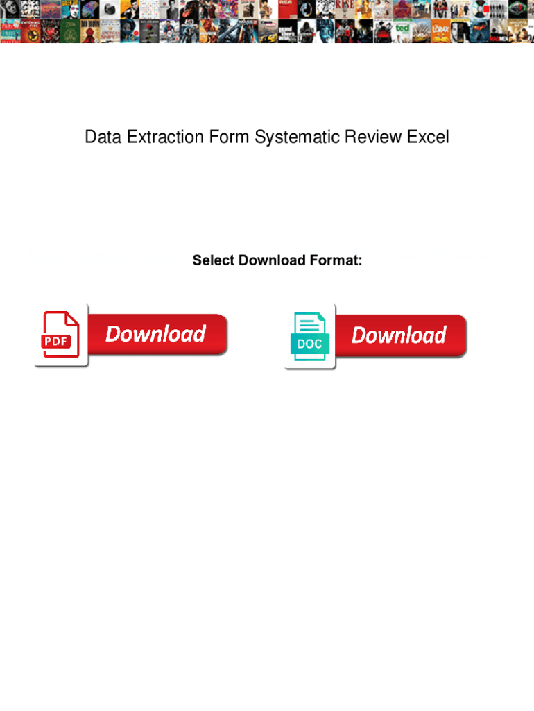 Fillable Online Data Extraction Form Systematic Review Excel Data