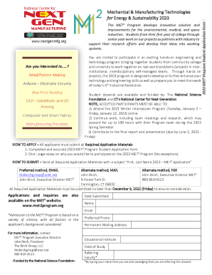Fillable Online 2023 MET2 Program Student Application Form.docx Fax Email Print - pdfFiller