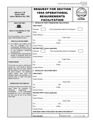 Fillable Online request for section 189a operational requirements ...