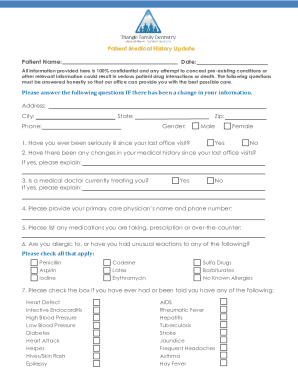 Fillable Online Patient Medical History Update Fax Email Print - pdfFiller