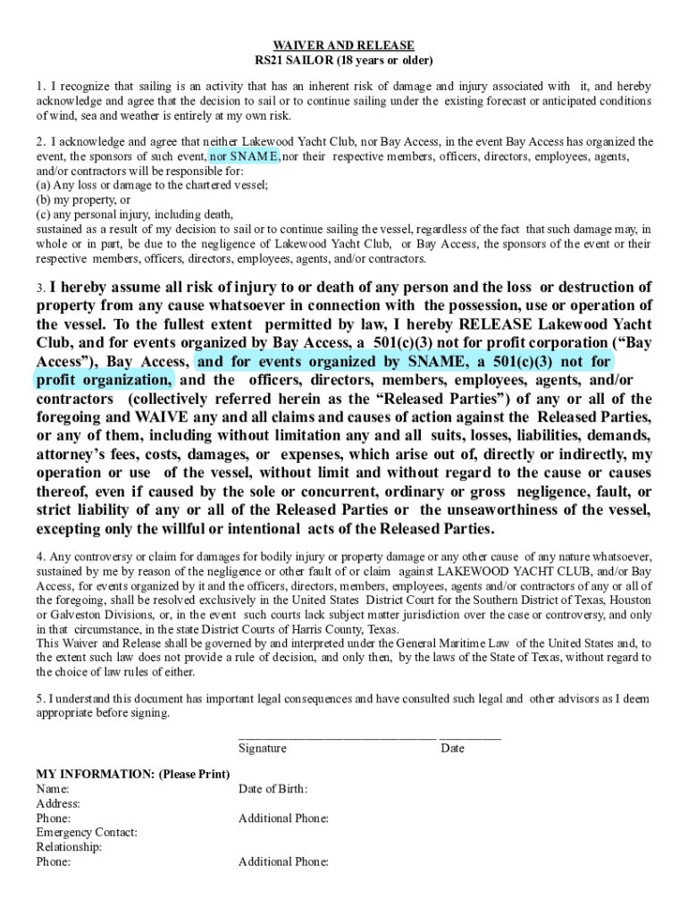 Fillable Online Consent & Waiver of Liability Agreement Boat Usage ...