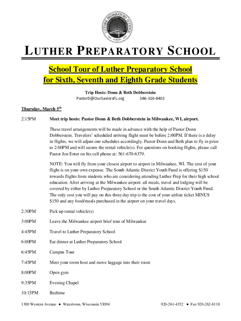 Fillable Online Virtual Tour - Spotlight Message - Luther Preparatory ...