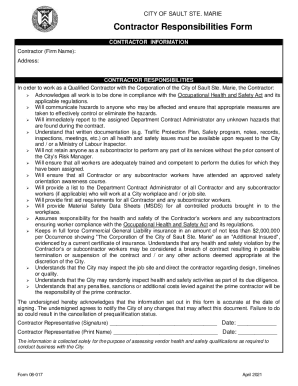 Fillable Online Contractor Responsibilities Form Fax Email Print ...