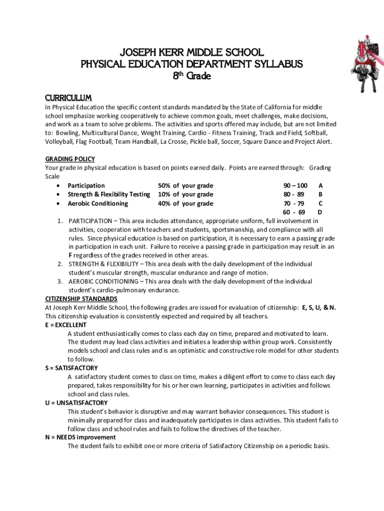 Fillable Online JOSEPH KERR MIDDLE SCHOOL PHYSICAL ... Fax Email Print ...
