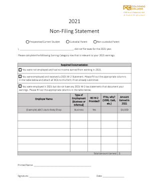 Fillable Online 2021 Non-Filing Statement Fax Email Print - pdfFiller