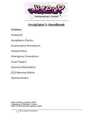 Fillable Online Checklist for invigilators (for written examinations ...
