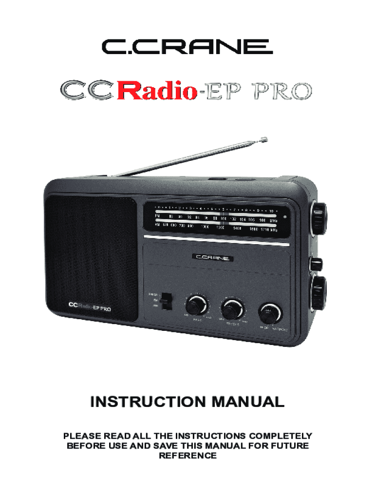 Fillable Online C. Crane CCRadio - EP PRO AM FM Battery Operated ...