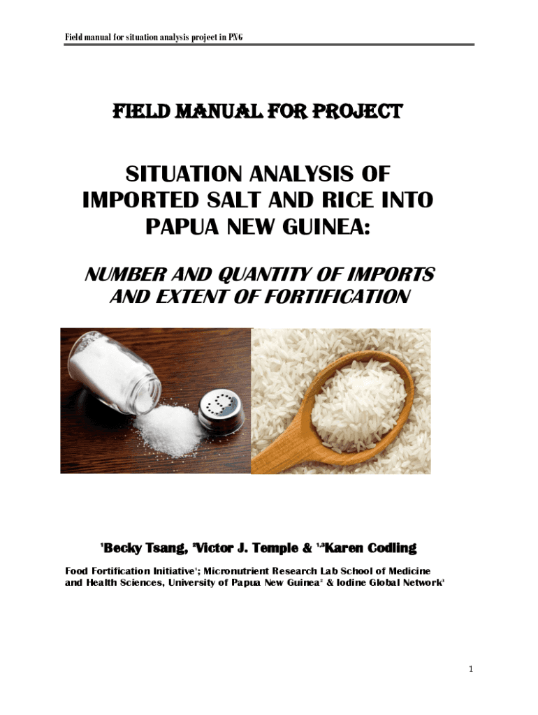 Fillable Online SITUATION ANALYSIS OF IMPORTED SALT AND RICE INTO ...