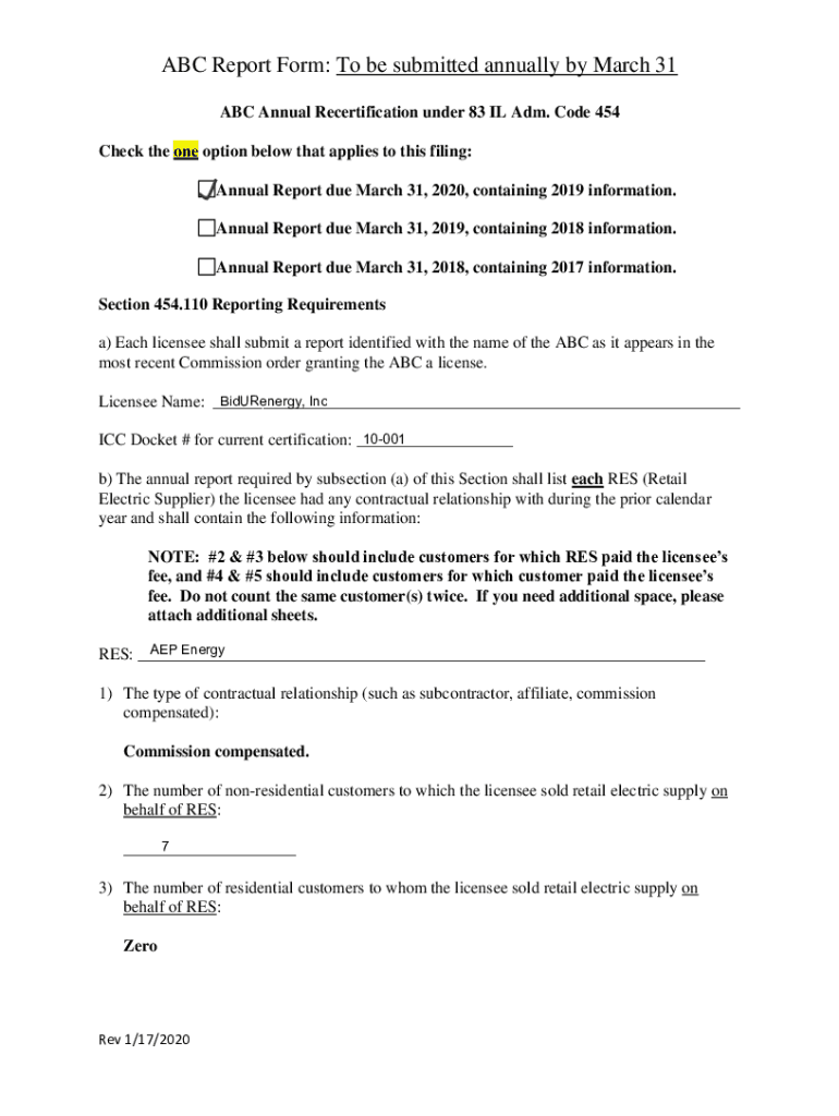 Fillable Online ABC Annual Recertification under 83 IL Adm Fax Email ...