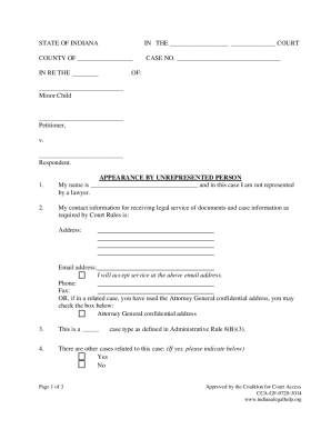 Fillable Online Appearance by Unrepresented Person in Civil Court Form ...