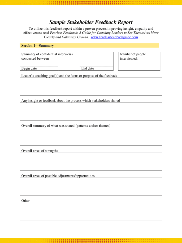 Fillable Online Template of Sample Stakeholder Questions Fax Email ...