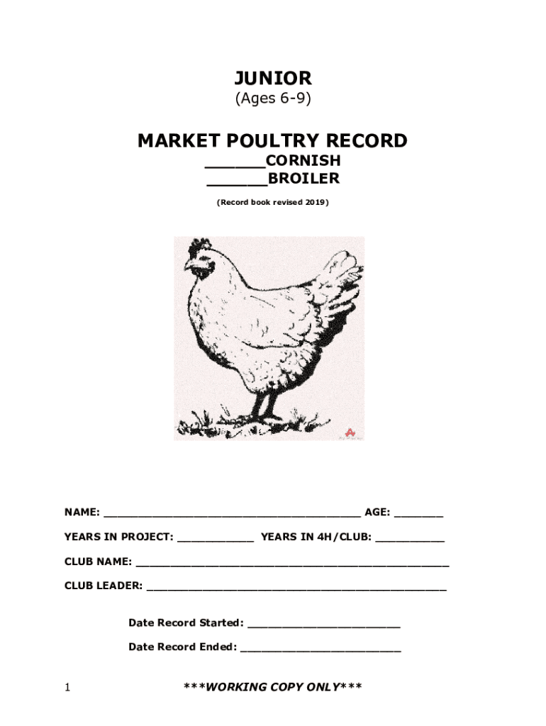 Fillable Online Intermediate Northern District Fair 4-H Poultry Record ...