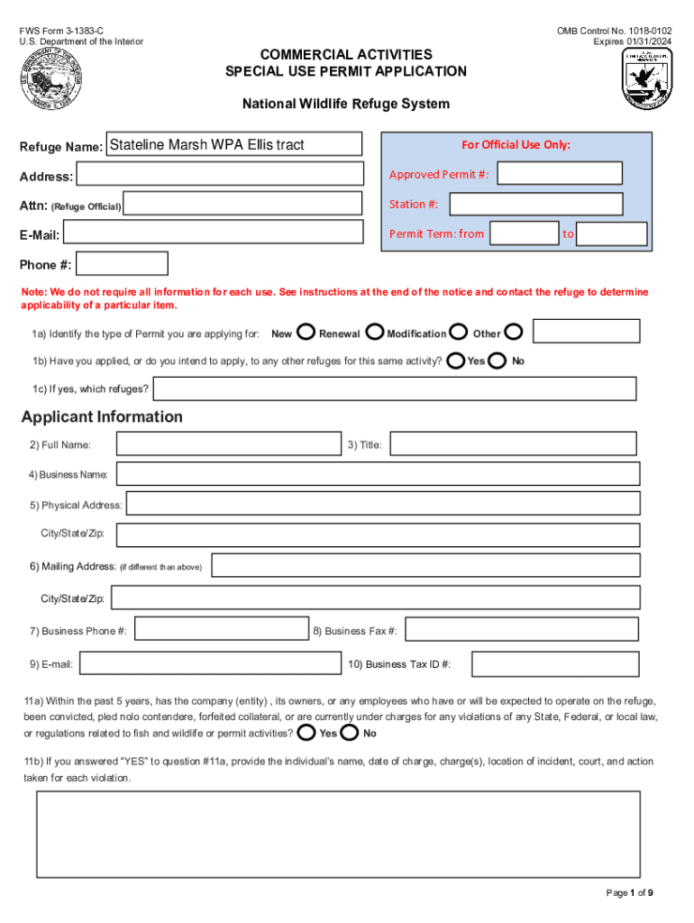 Fillable Online Form 3-1384 Bid Sheet - National Wildlife Refuge System ...