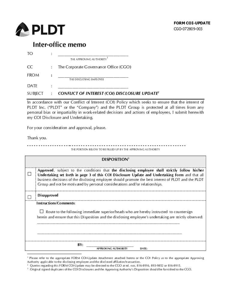 Fillable Online Conflict of Interest / Compensated Outside Services Fax ...