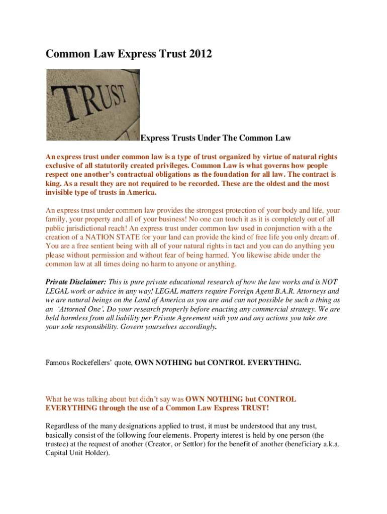 Fillable Online Statutory Versus Common-Law Trusts: Understanding The ...