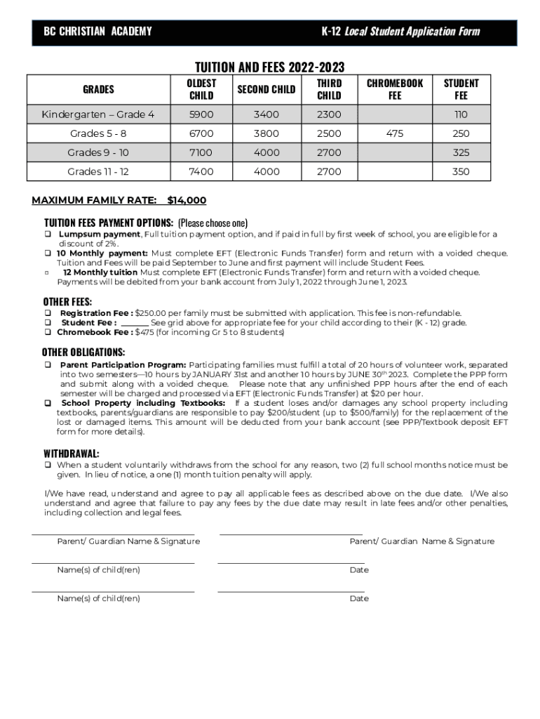 Fillable Online K-12 Local Student Application Form Fax Email Print ...