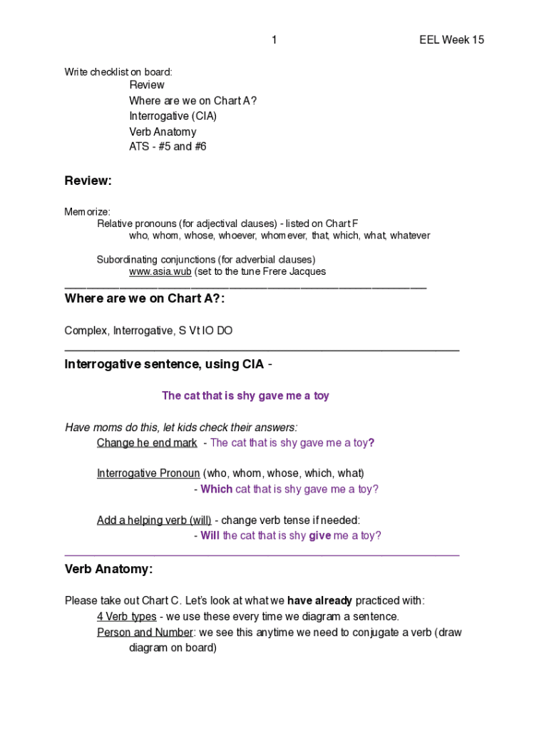 Fillable Online 1 Review Interrogative - 3 ways (CIA) SP & Vh Emphatic ...