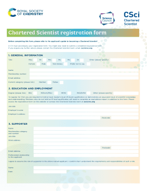 Fillable Online RF404 Application Form: Chartered Scientist ...