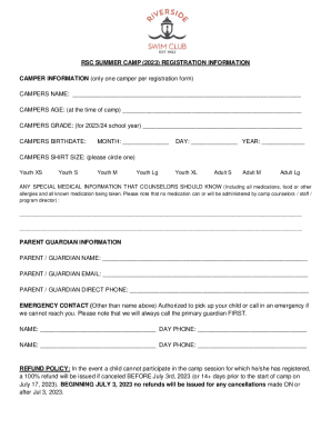 Fillable Online Camp registration form template Fax Email Print - pdfFiller