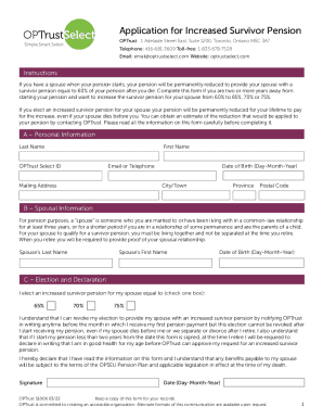 Fillable Online Application for Increased Survivor Pension. Complete ...