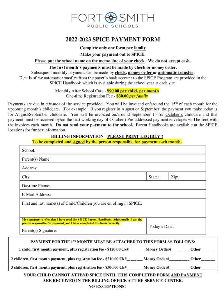 Fillable Online After School Care (SPICE) / Welcome Fax Email Print ...