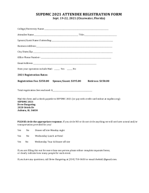 Fillable Online SUPDMC 2021 ATTENDEE REGISTRATION FORM Fax Email Print ...