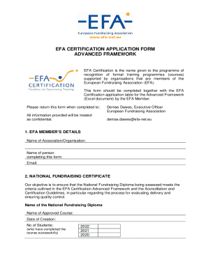 Fillable Online EFA Certification Application Form 2022 - Advanced ...