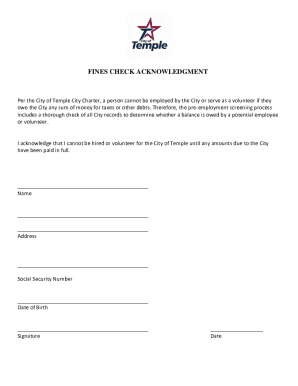 Fillable Online Pre-Employment Fines Check Form Fax Email Print - pdfFiller