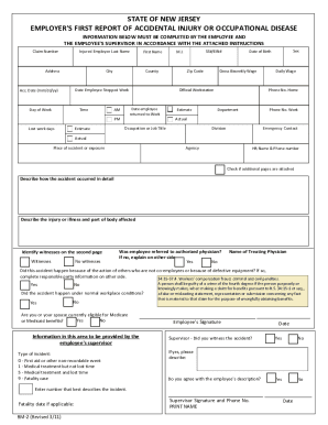 Fillable Online . Employer's first report of accidental injury or occupational disease Fax Email ...