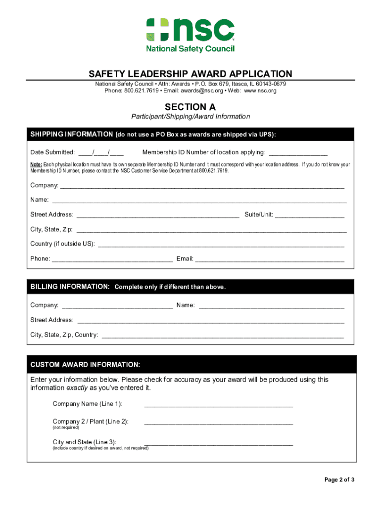 Fillable Online NSC announces recipients of July safety awards Fax ...