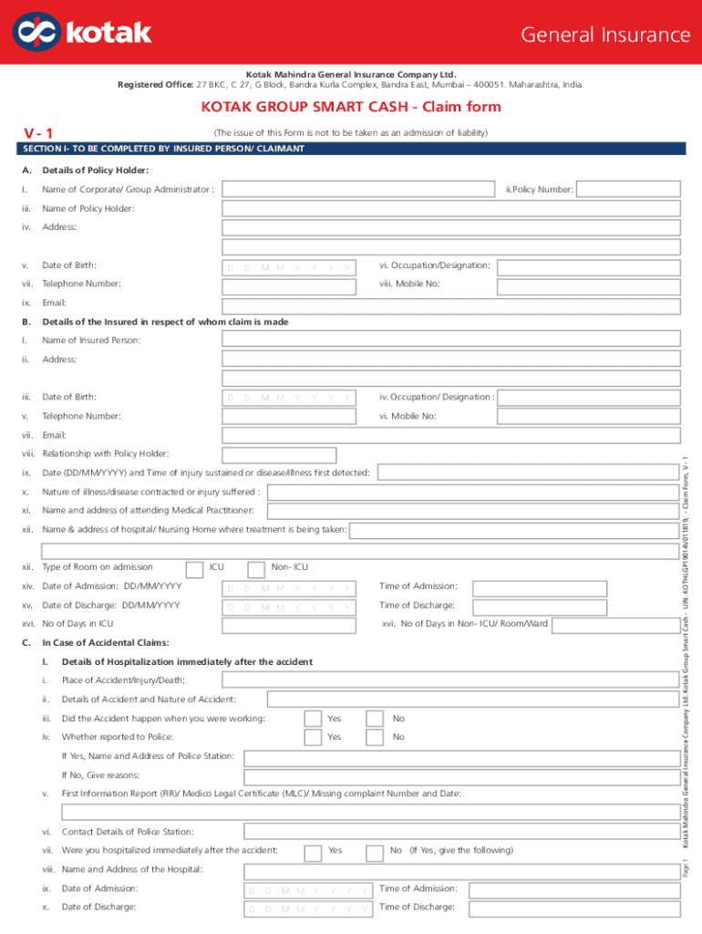 Fillable Online Part - A Health Insurance Policy Claim Form Fax Email ...