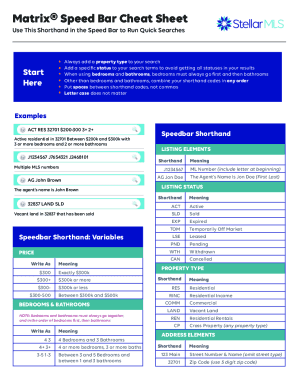Fillable Online Matrix Speed Bar Cheat Sheet Fax Email Print - pdfFiller