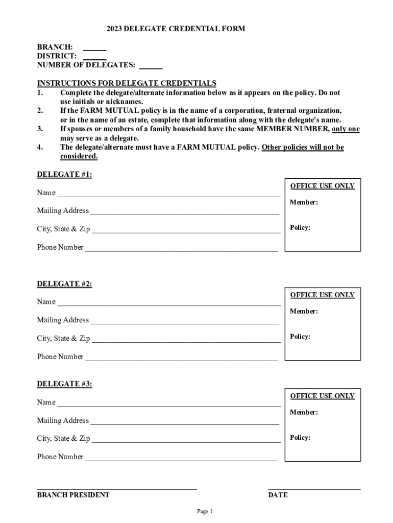 Fillable Online Delegate-Credentials-Form-2023. ... Fax Email Print - pdfFiller