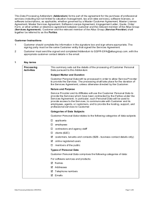 Fillable Online This Data Processing Addendum (Addendum) forms part of ...
