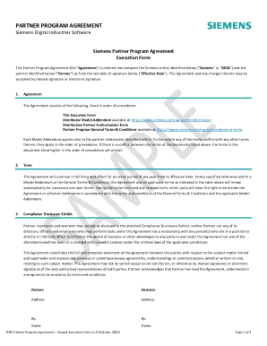 Fillable Online Siemens Partner Program Agreement Execution Form Fax ...
