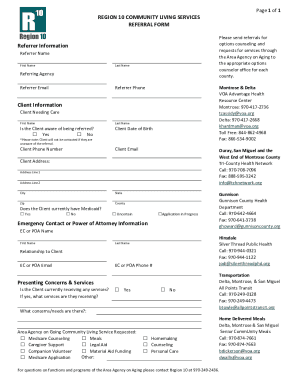 Fillable Online region 10 community living services referral form Fax ...